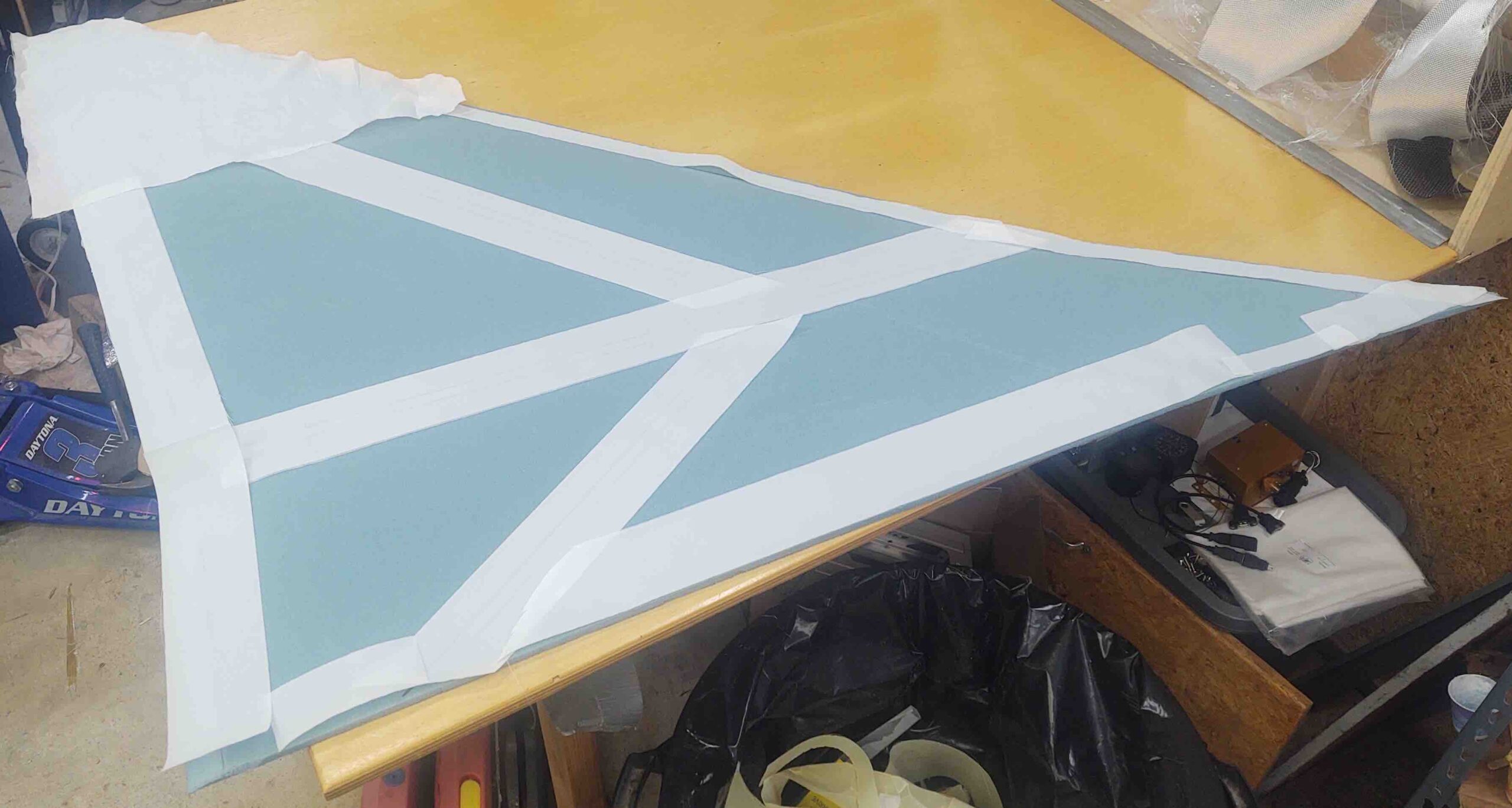 Peel ply cut for right top strake skin layup | A Long EZ Push