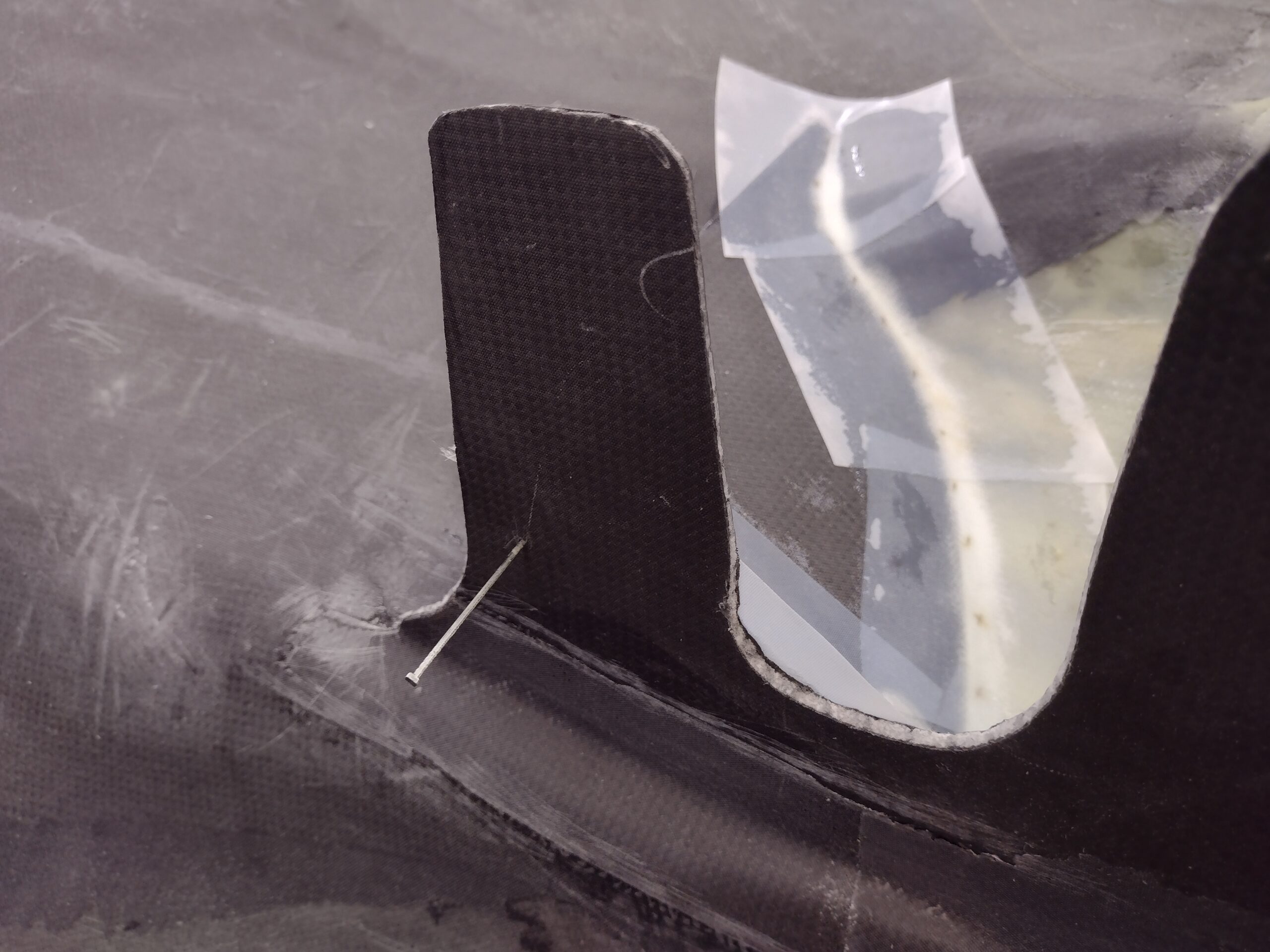 Left armpit intake aft ramp aligned with nail & hot glue | A Long EZ Push