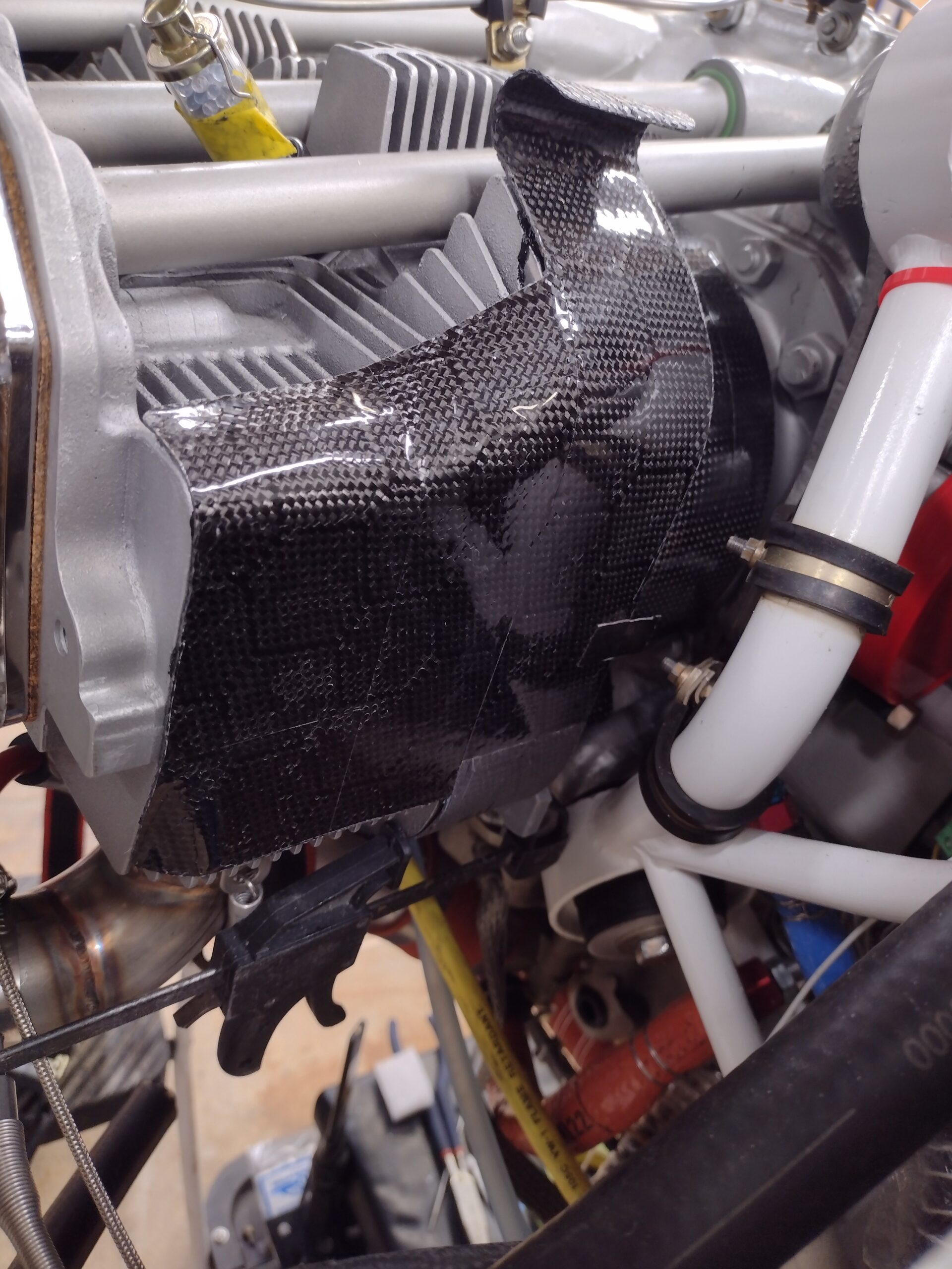 Right front baffle glued in place on cylinder #4 | A Long EZ Push